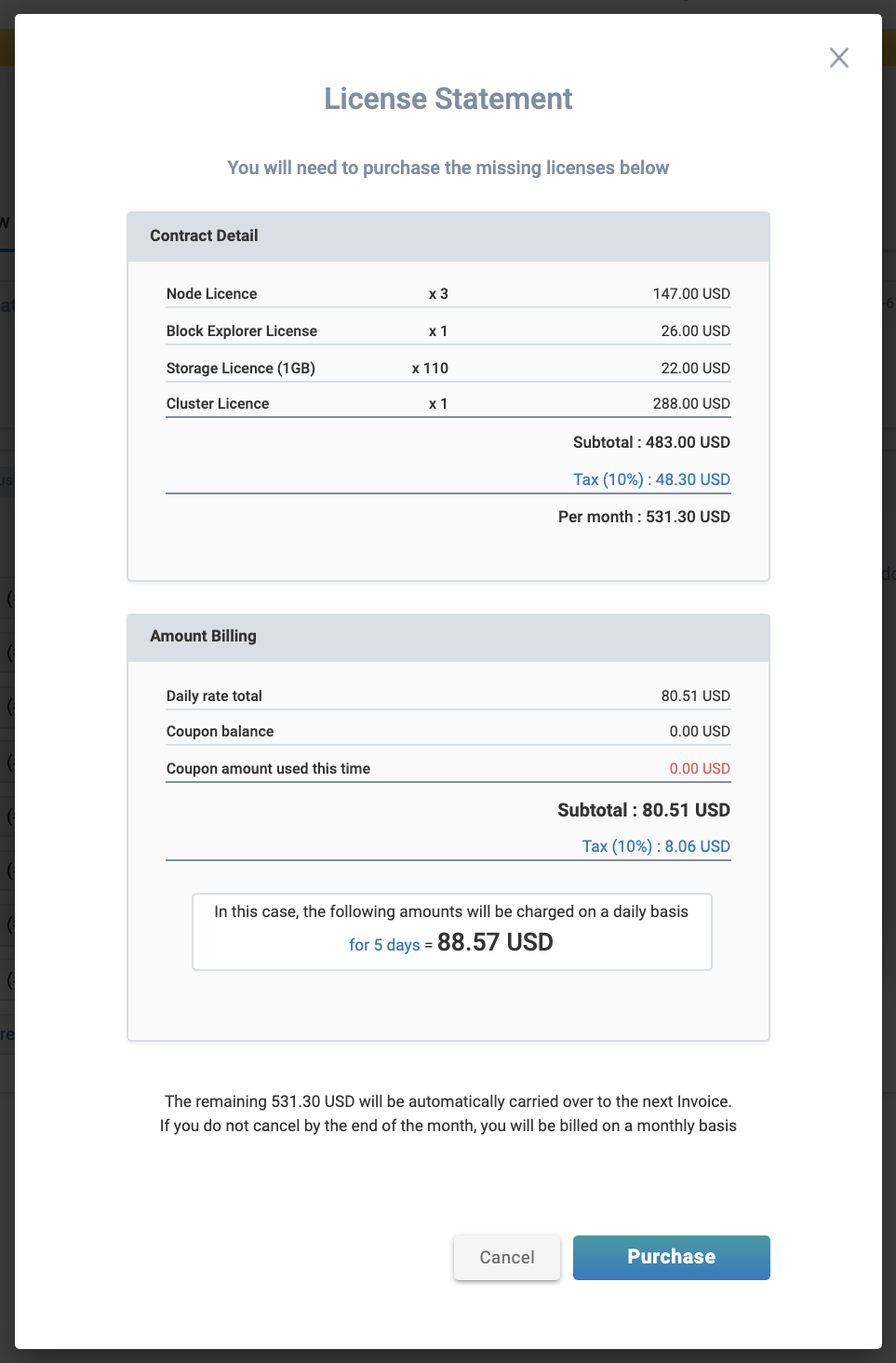 License Purchase | G.U. Blockchain Cloud Docs